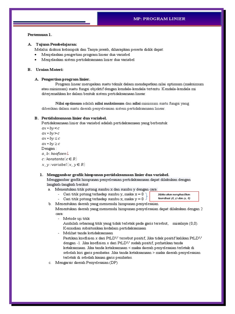 Matek Wajib XI BAB 2 Program Linier Fiks | PDF
