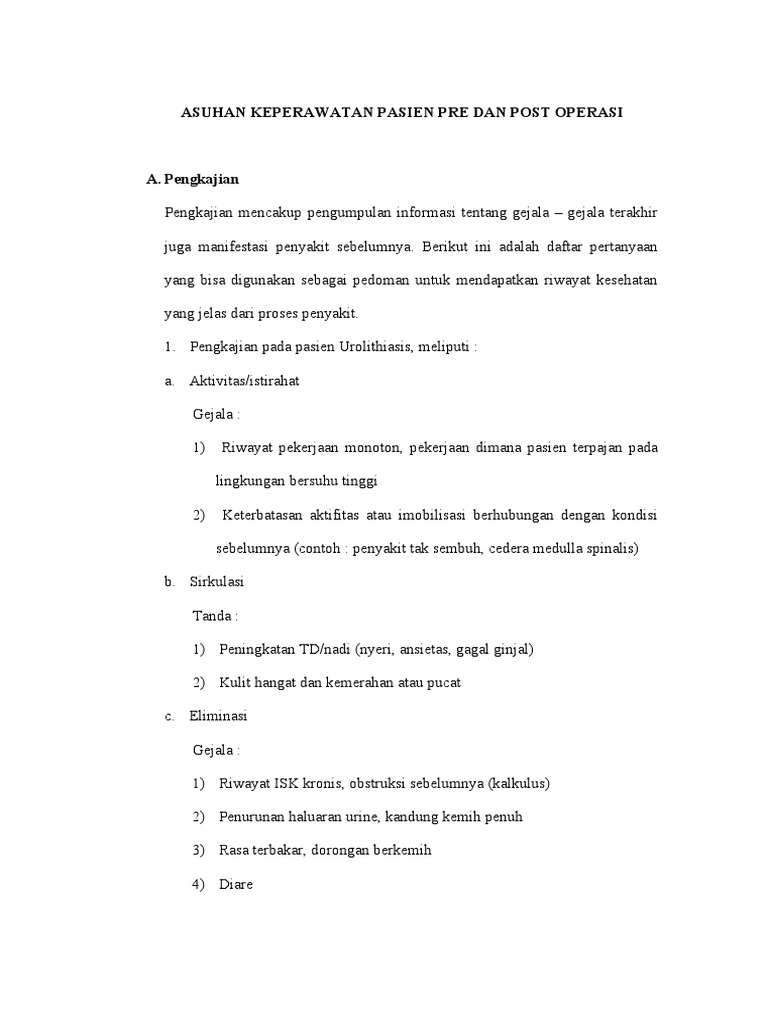 Asuhan Keperawatan Pasien Pre Dan Post Operasi | PDF