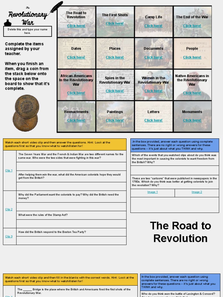 Choice Board - Revolutionary War 1 | PDF | Valley Forge | American ...