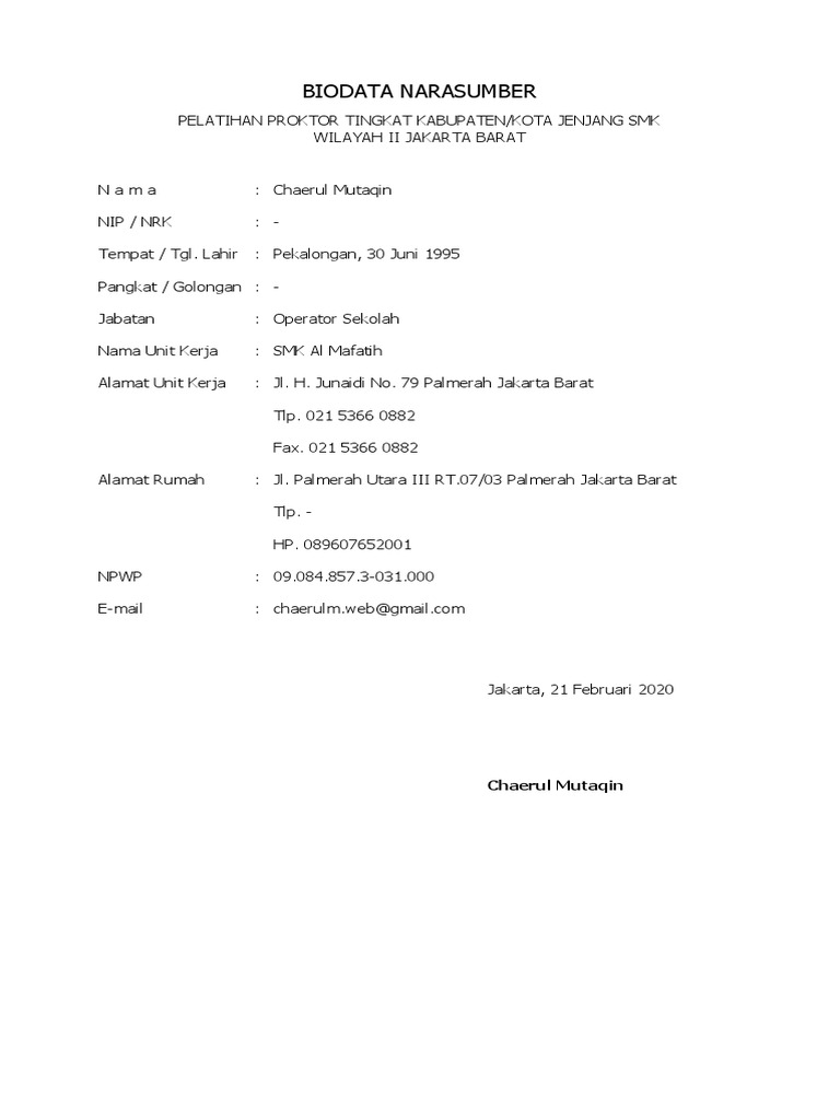 Biodata Narsum | PDF