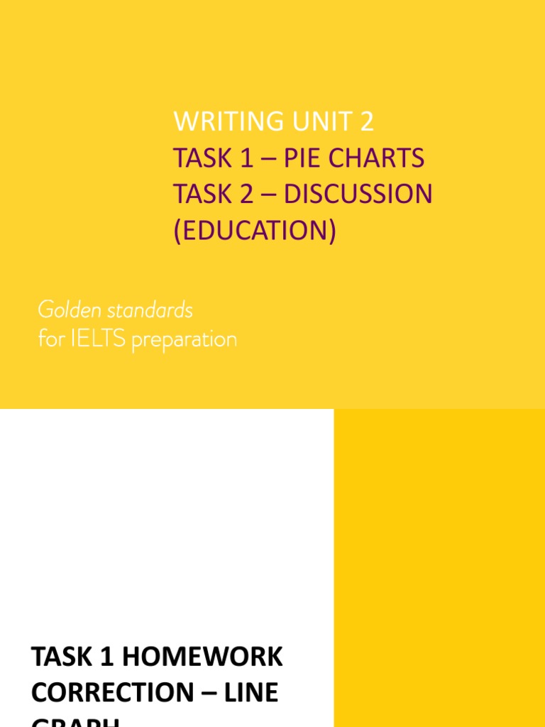 Writing Unit 2: Task 1 - Pie Charts Task 2 - Discussion (Education ...