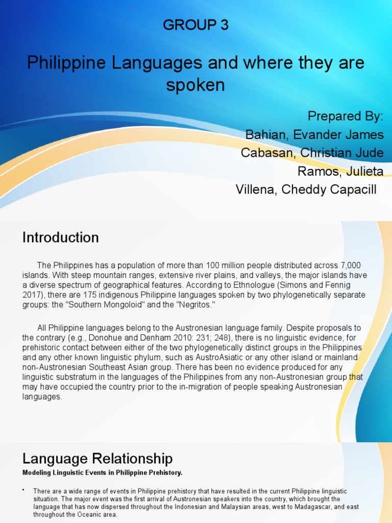 Philippine Language Family Overview | PDF | Tagalog Language ...