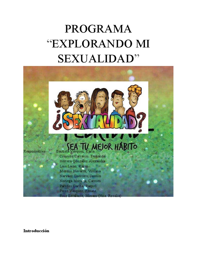 Programa-Explorando Mi Sexualidad | PDF | Educación sexual | La sexualidad humana