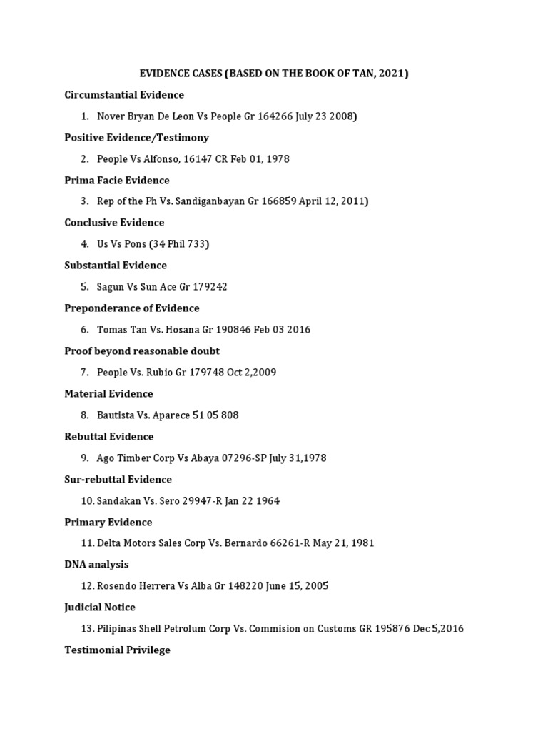 Evidence Cases | PDF | Evidence | Crime & Violence