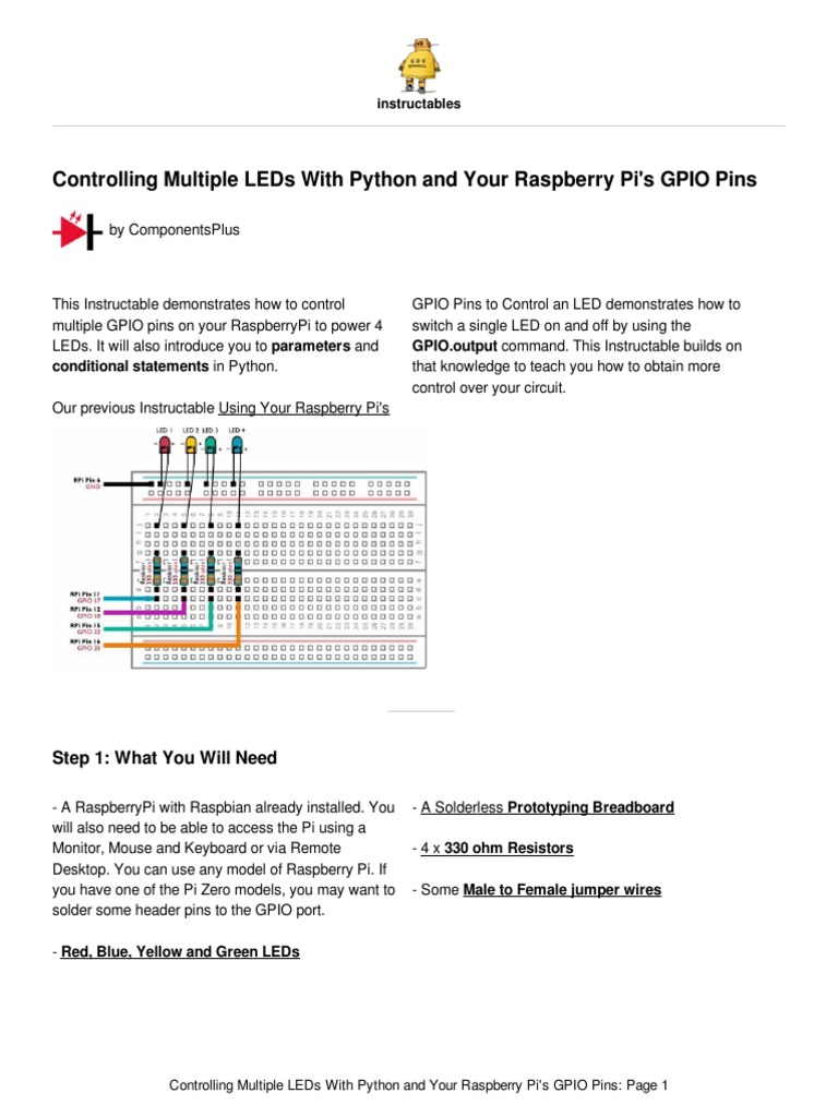 Controlling Multiple Leds With Python And Your Raspberry Pis Gpio Pins Pdf Raspberry Pi