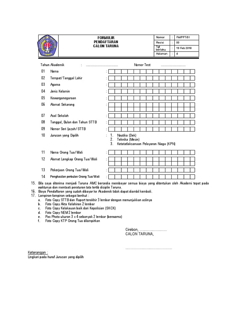Formulir P2CTt 2021 | PDF