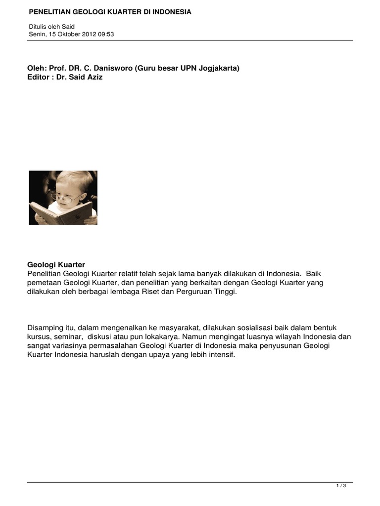 Penelitian Geologi Kuarter Di Indonesia | PDF