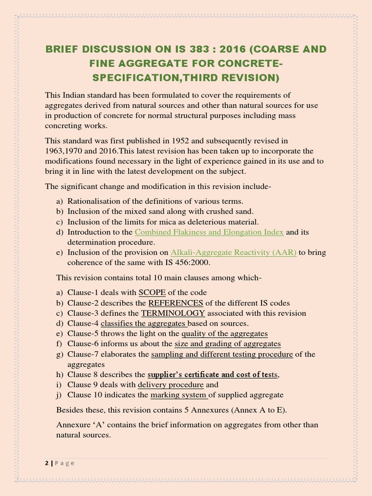 Brief Description of Is 383:2016 | PDF | Construction Aggregate | Concrete