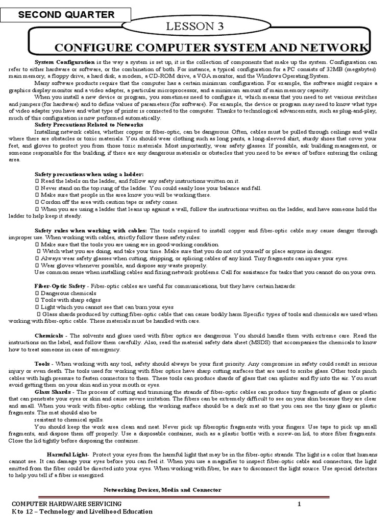 2ND Quarter CHS 10 Module 1 | PDF | Computer Network | Optical Fiber
