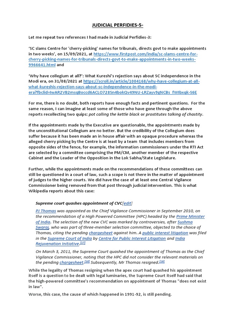 Judicial Perfidies 5 201021 | PDF | Supreme Court Of India | Advocate