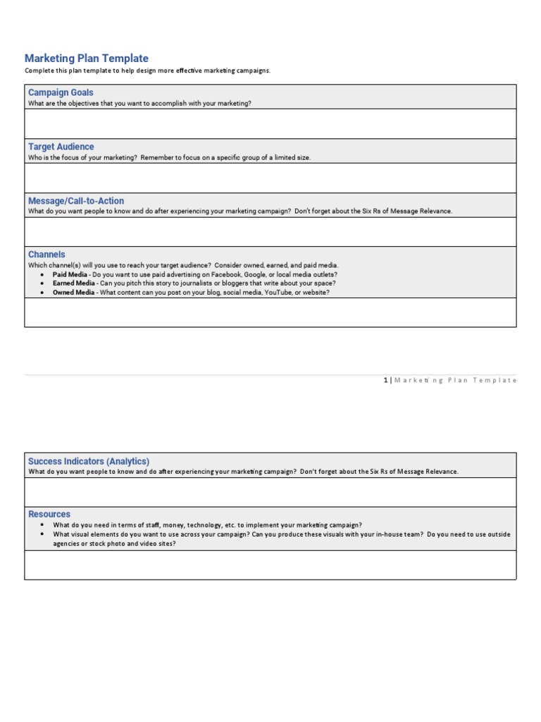 Marketing Plan Template: Campaign Goals | PDF