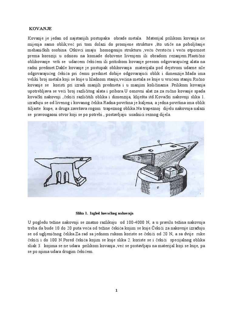 Kovanje Je Jedan Od Najstarijih Postupaka Obrade Metala | PDF