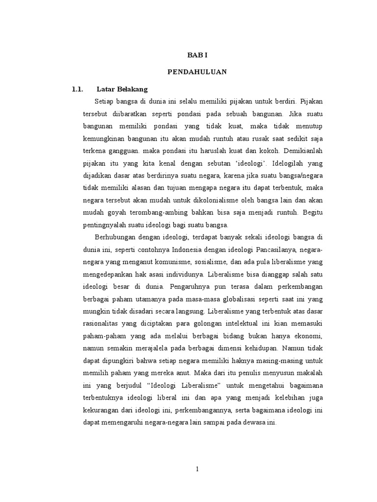 Konsep dan Ciri Ideologi Liberalisme | PDF | Politik