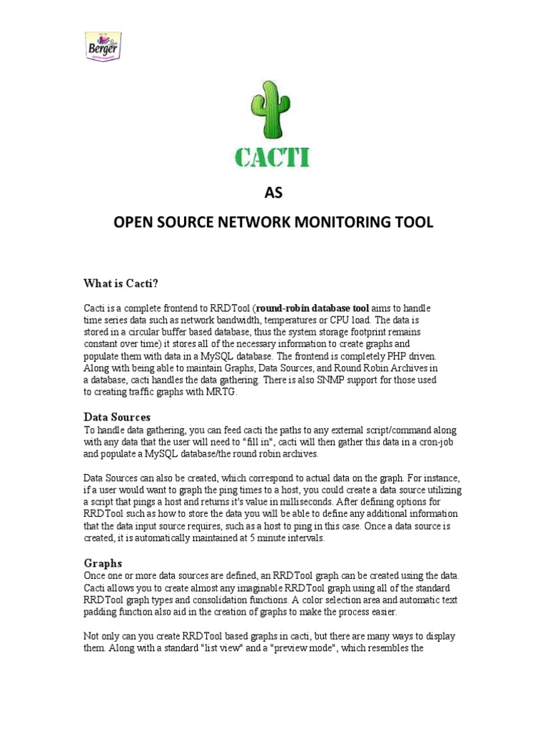 AS Open Source Network Monitoring Tool: What Is Cacti? | PDF ...