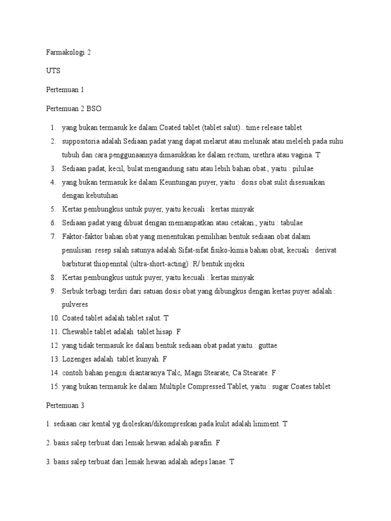 Soal Elearning Farmakologi 2 | PDF