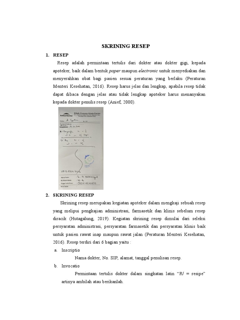 Skrining Resep untuk Apoteker | PDF