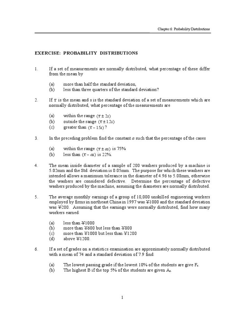 Ex3 Probability Distributions | PDF | Normal Distribution | Standard ...