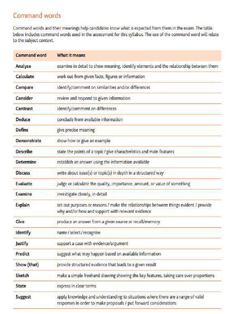 Command Words | PDF