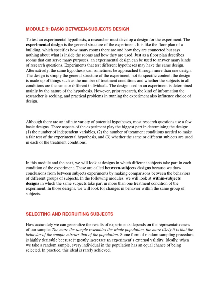 Basic Between-Subjects Design | PDF | Experiment | Statistics