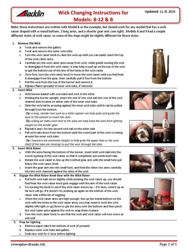 Wick Replacement Guide for Models 8-12 & B | PDF | Gear | Tools