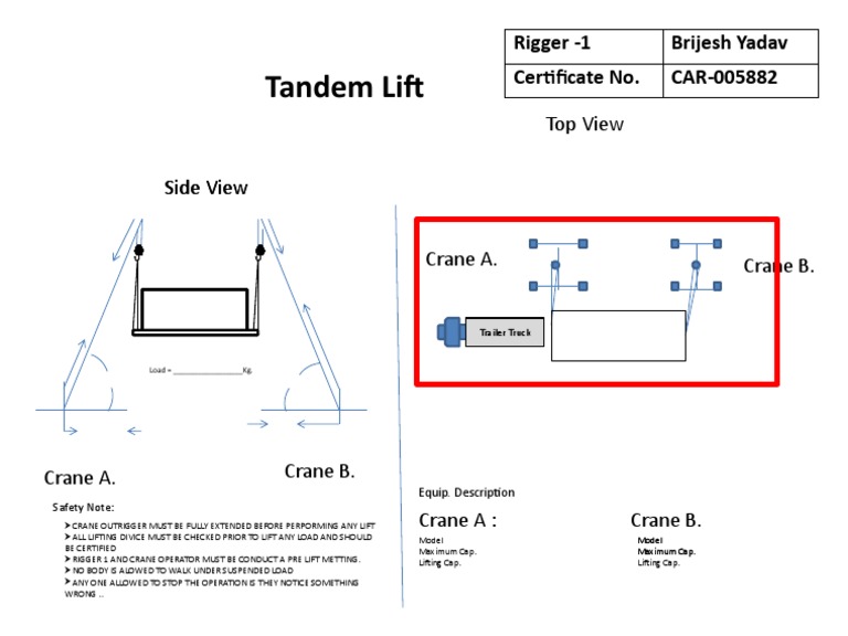 Lift Plan Drawing GCC - Tandem Lift | PDF