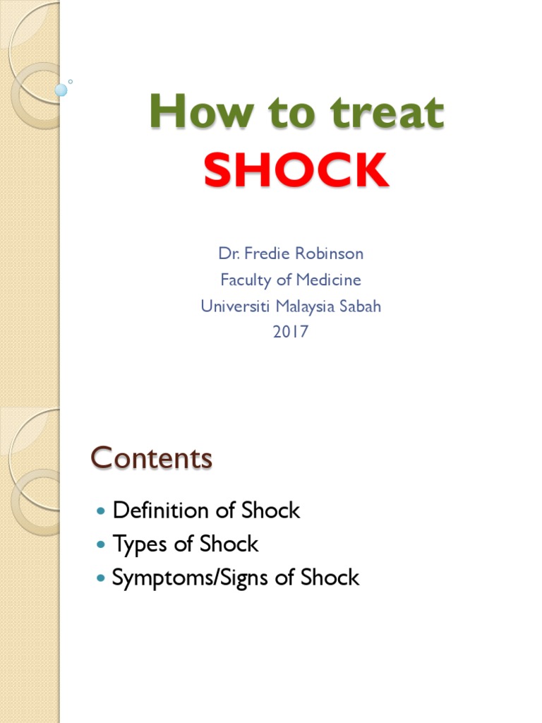 First Aid for Shock Management | PDF | Shock (Circulatory) | Intensive ...