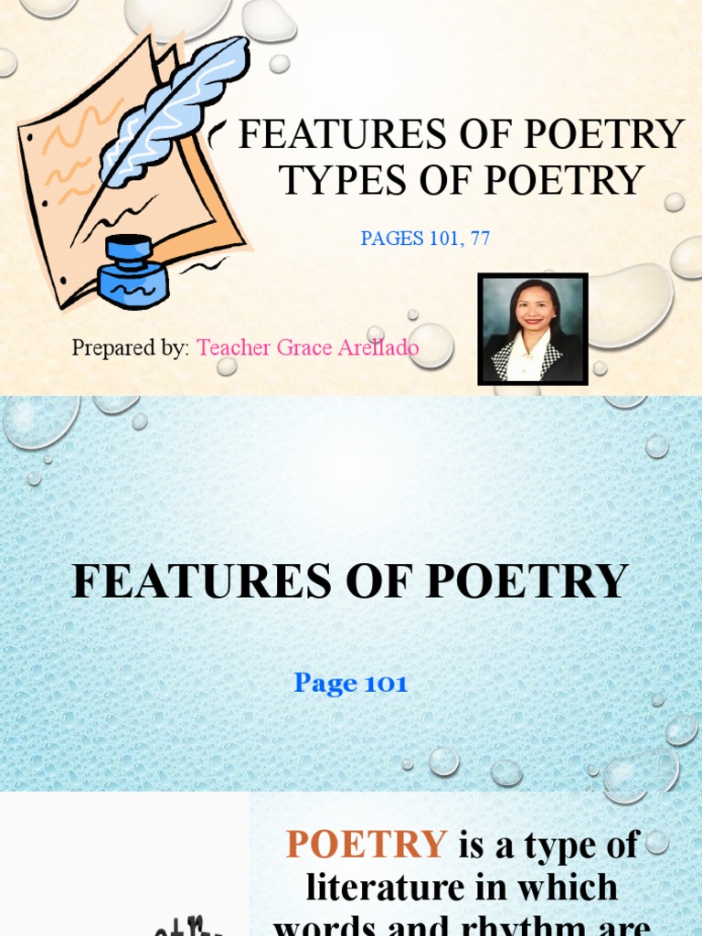 Features of Poetry Types of Poetry: Prepared by | PDF | Poetry | Metre (Poetry)