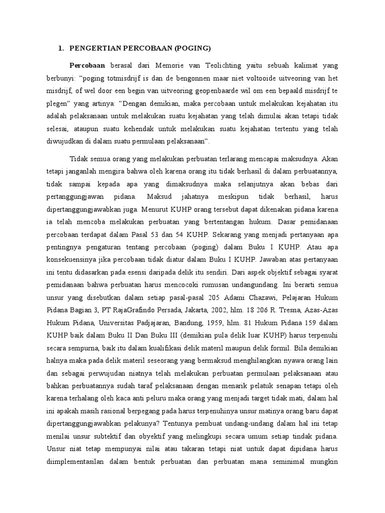 Pengertian Percobaan (Poging) | PDF