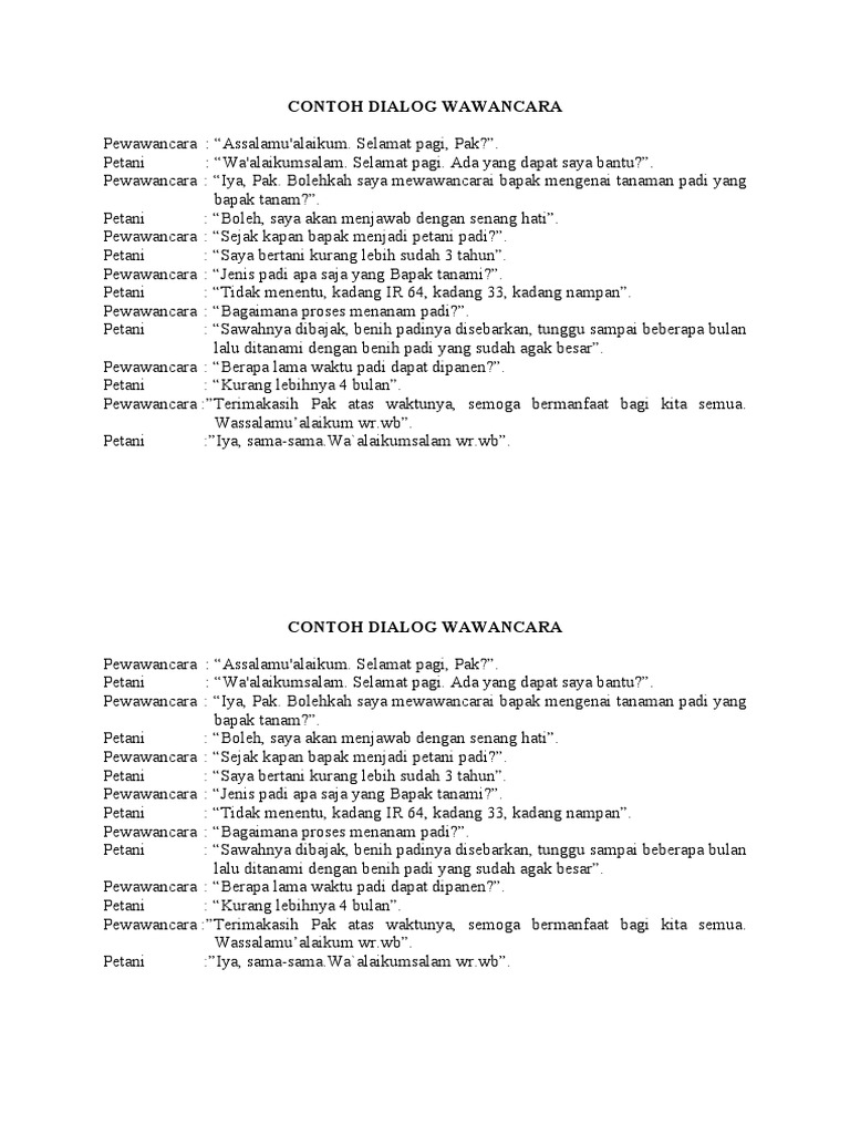 Contoh Dialog Wawancara | PDF