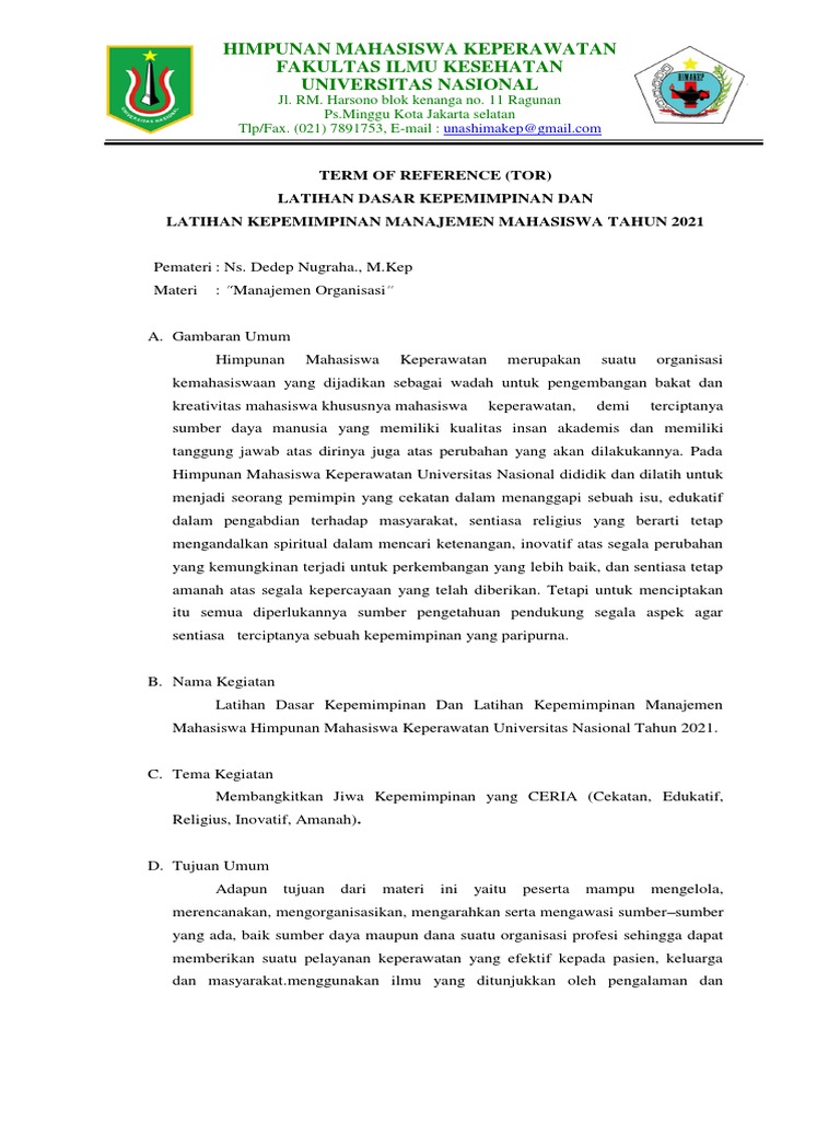 TOR Manajemen Organisasi | PDF