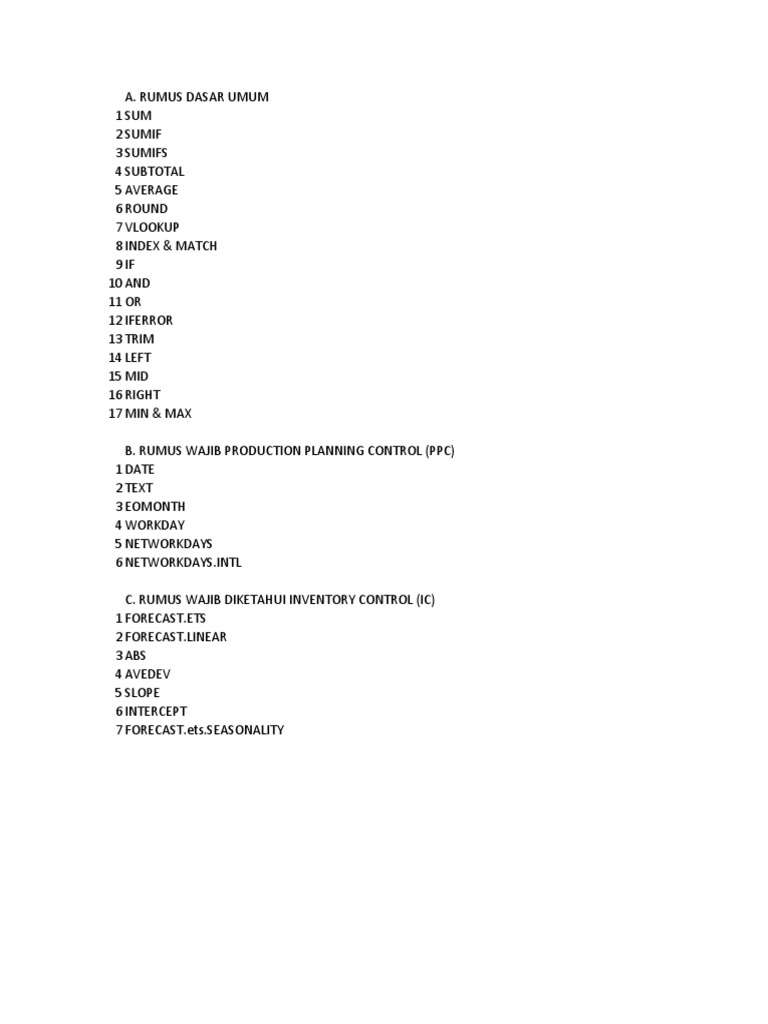 30 Rumus Yang Wajib Diketahui PPIC | PDF