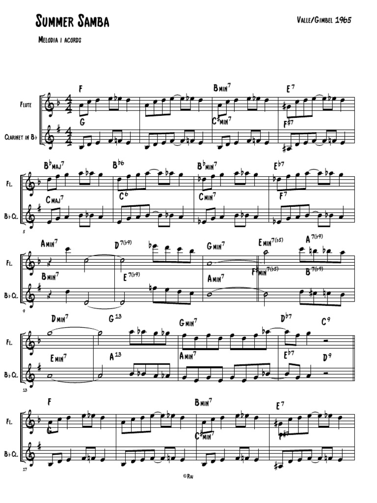Summer Samba BB Clarinet Flute | PDF