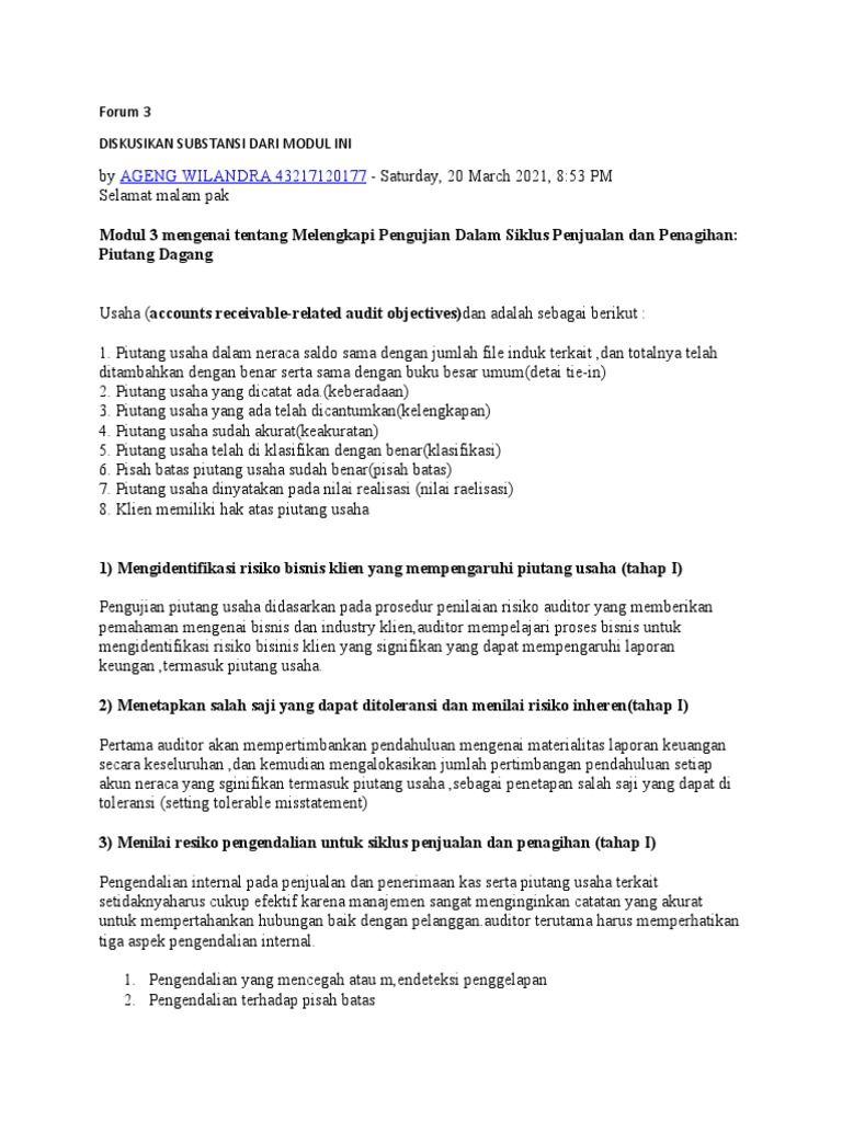 Jawaban Forum 3 Marsyaf Auditing 2 | PDF
