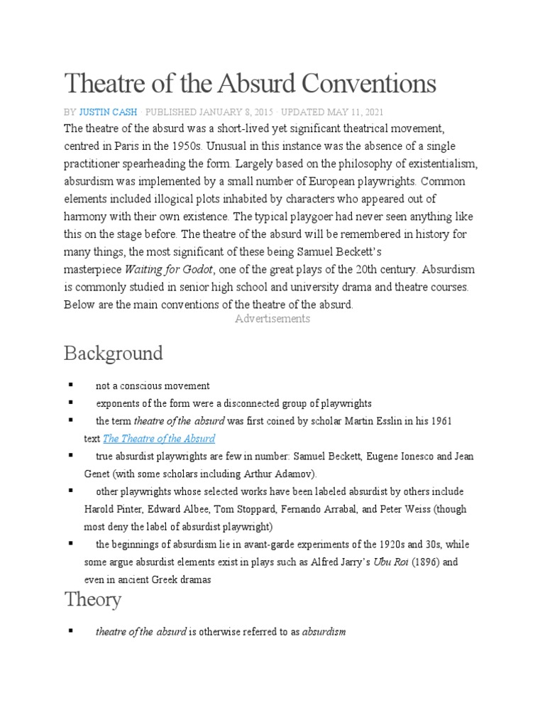 The Main Conventions of the Theatre of the Absurd: A Comprehensive ...