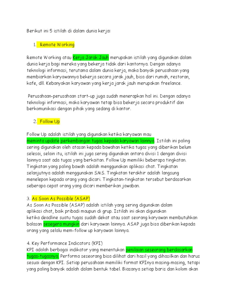 Istilah Istilah Dunia Kerja | PDF