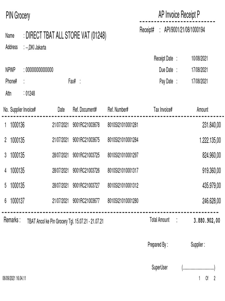 AP Invoice Receipt - 1630346 | PDF | Receipt | Invoice