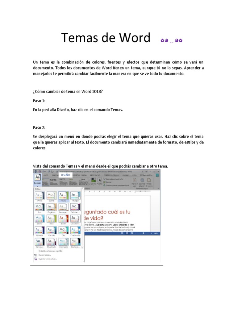 Cómo cambiar y guardar temas en Word | PDF | Microsoft Word | Informática