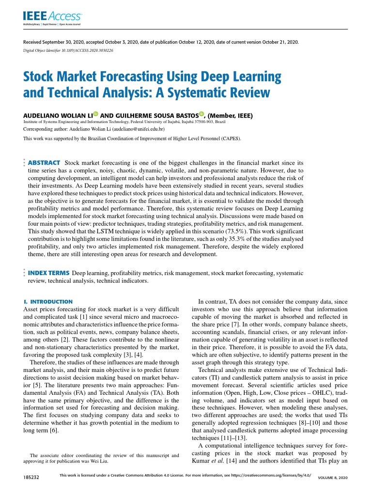 Stock Market Forecasting Using Deep Learning and Technical Analysis A ...