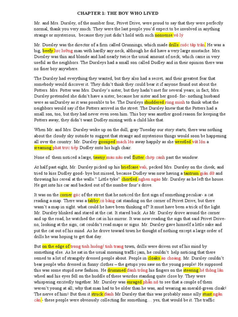 vô lý cuộc tập trận lực lưỡng: Chapter 1: The Boy Who Lived | PDF ...