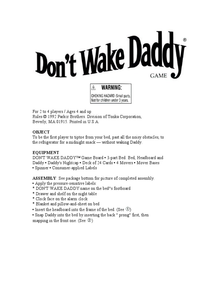 Don't Wake Daddy Instructions | PDF | Playing Cards | Games Of Mental Skill