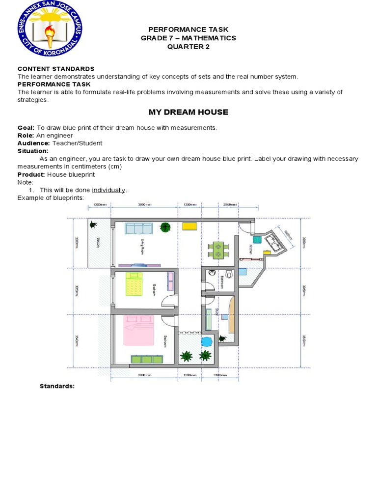 My Dream House: Performance Task Grade 7 - Mathematics Quarter 2 | PDF