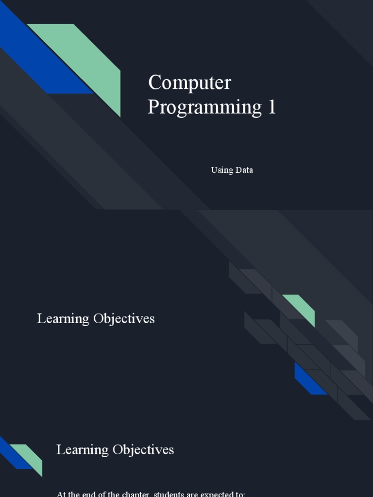 Computer Programming 1 Using Data Pdf Data Type Variable