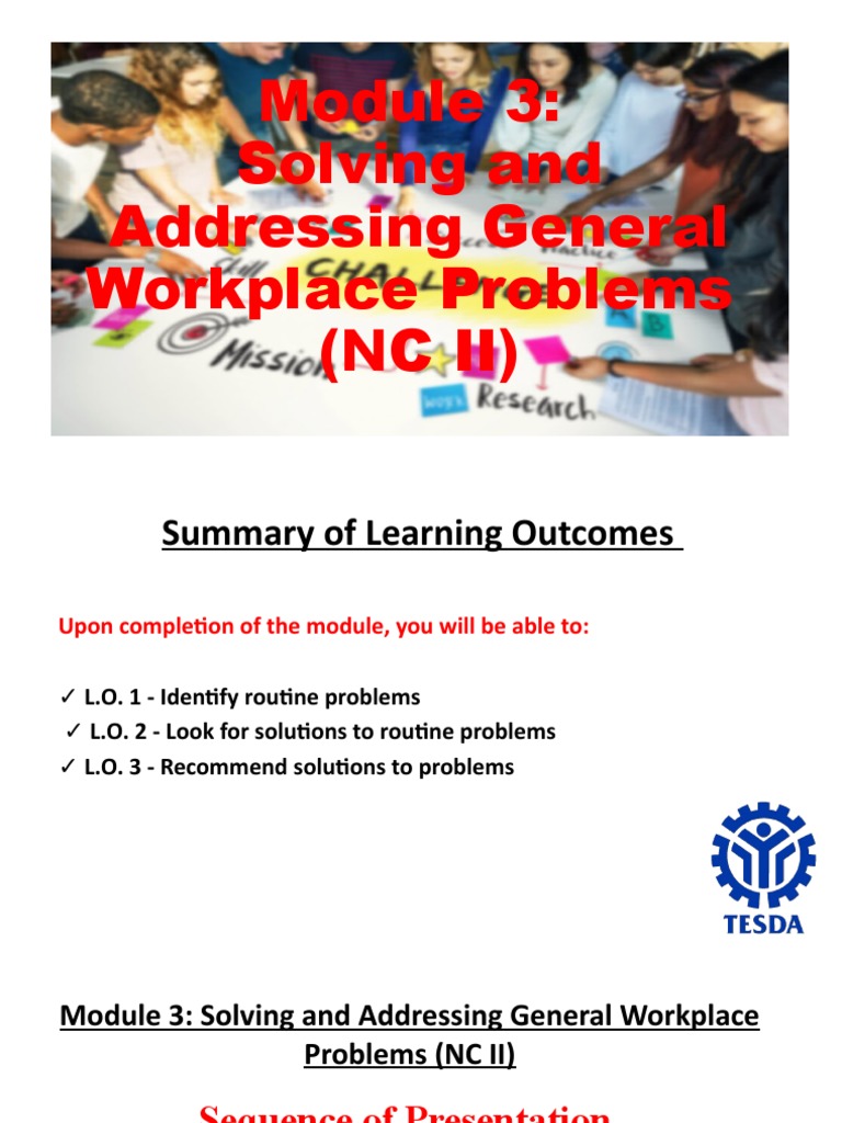 Solving and Addressing General Workplace Problems (NC Ii) | PDF ...