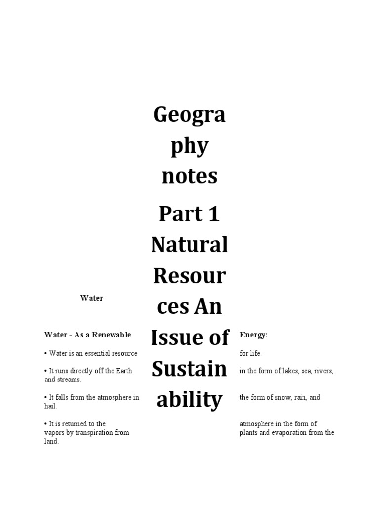 Geography Notes Part 1 | PDF | Mining | Indus River