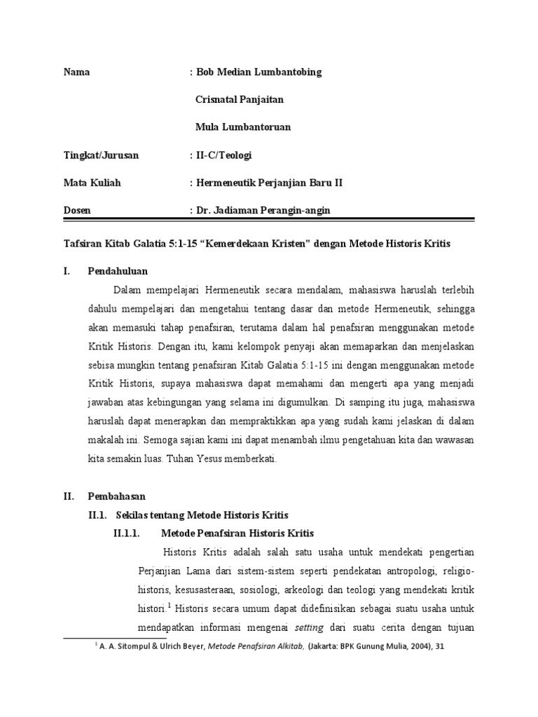 Tafsir Kitab Galatia 5:1-15 | PDF