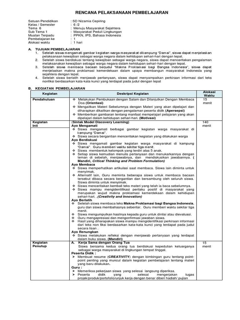 Tt1 - RPP Terpadu - Alfi Anita Rahman | PDF