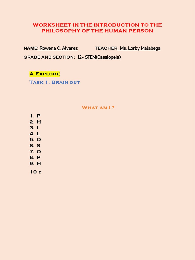 Philosophy Worksheet for Students | PDF | Reason | Science