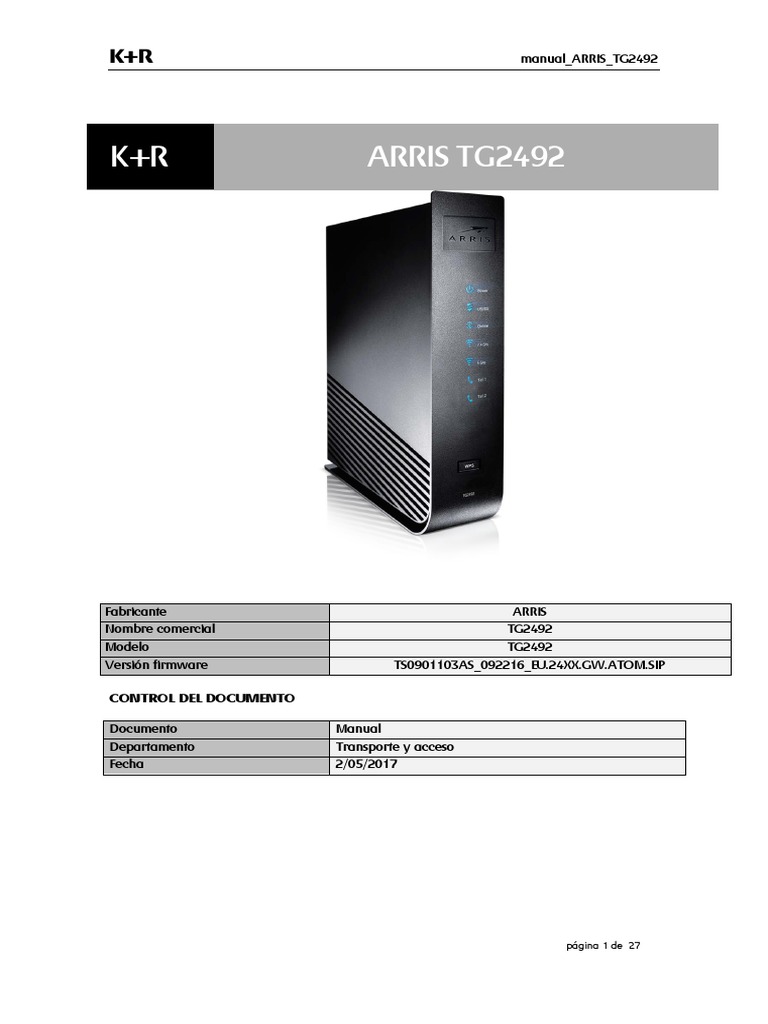 K+r. Manual - Arris - tg2492 Arris Tg2492. Nombre Comercial Ts As ...