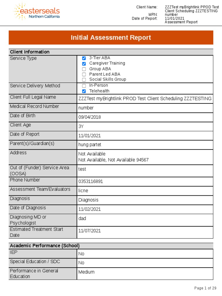2021 11 01 AssessmentReport | PDF | Autism Spectrum | Reinforcement
