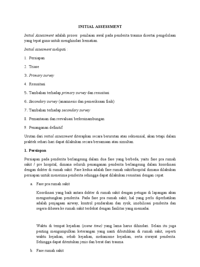 Initial Assessment | PDF